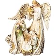 Amazon.com: Angel with Holy Family Wood Look 10 Inch Resin Stone ...