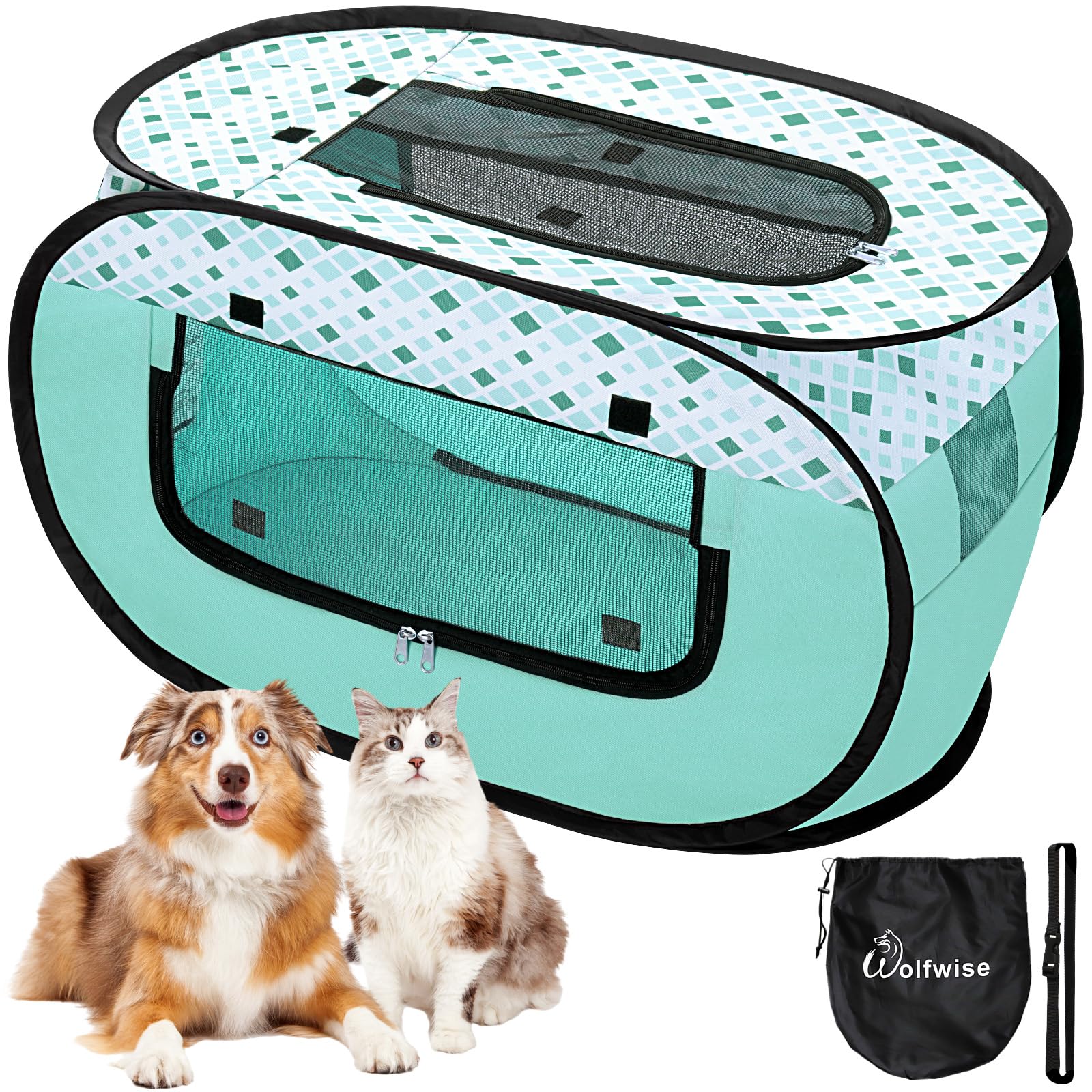 Wolfwise Pet Playpen, Pop Up Portable Dog Crate Indoor, 600D Oxford ...