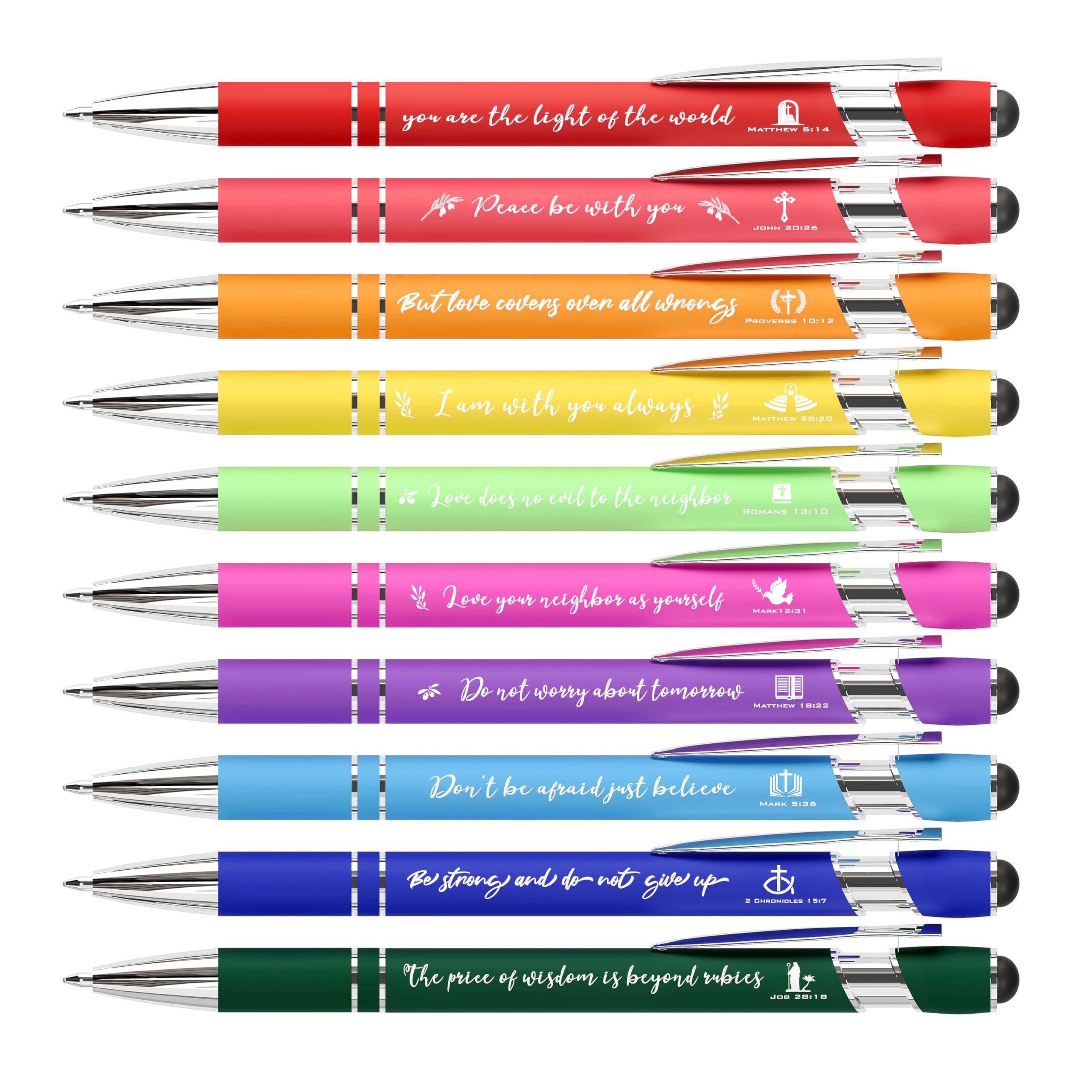 Christian Pens 2-in-1 Stylus Inspirational Bible Verse Pens Bulk ...
