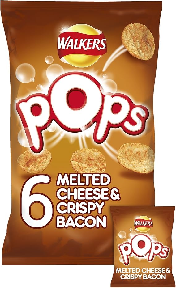 Walkers Pops Melted Cheese and Crispy Bacon Snacks, 19 g, Pack of 6 ...