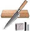 Master Maison Authentic 8" Chef Knife Damascus Steel with Full-Tang Wood Handle, Sheath ...