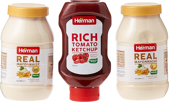 Herman Gold Mayonnaise, 32 oz x 2 + Ketchup, 567 gm: Buy Online at Best ...