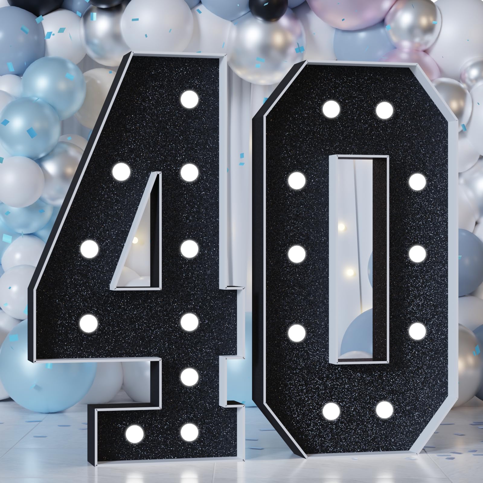 Marquee Numbers Black 40th-Birthday Decorations: Black Marquee Numbers ...