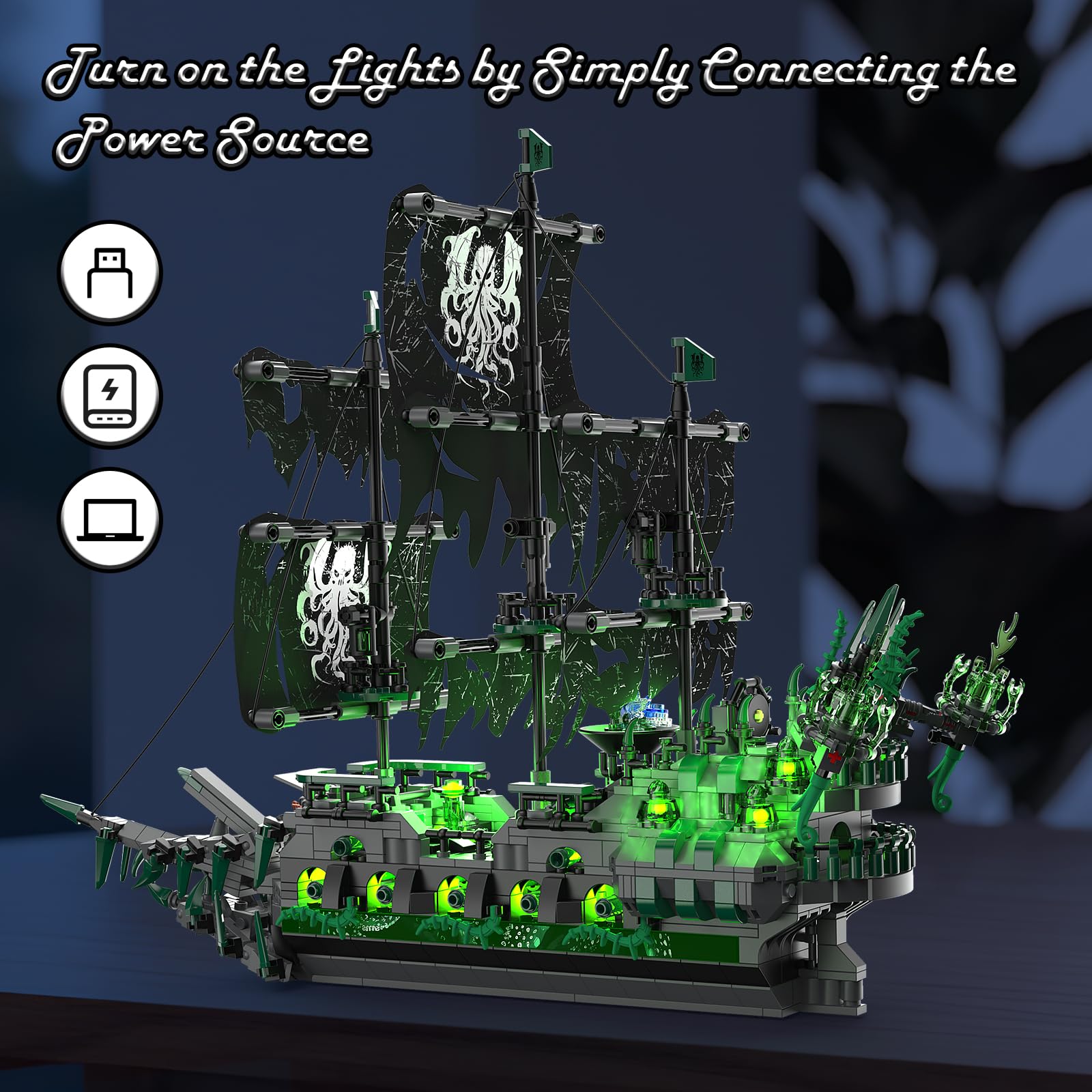 Mua Pirate Ship Building Toys with Lights, Ghost Ship Flying Dutchman ...