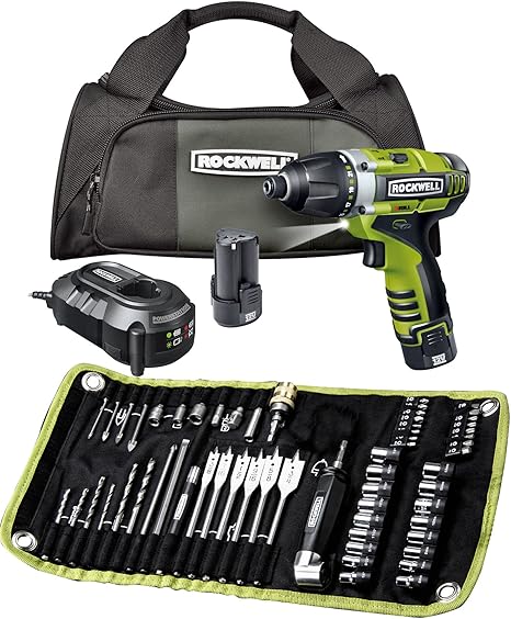 Rockwell RK2515K2.2 3RILL 3-in-1 12-Volt Impact Drill and Driver, 62 ...