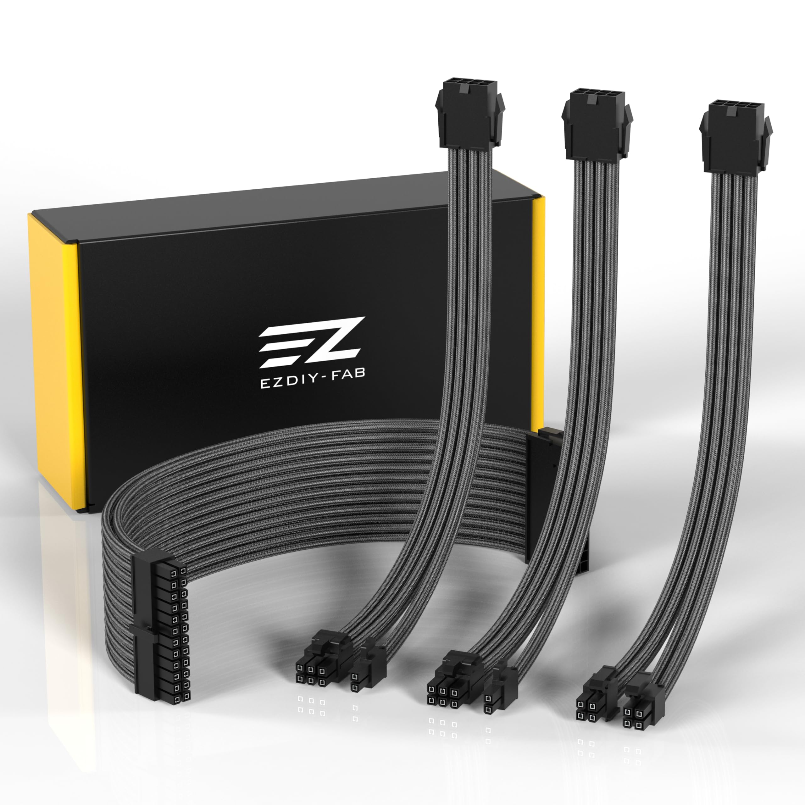 EZDIY-FAB PSU Extension Cable Sleeved Custom Mod PC Power Supply Cable ...