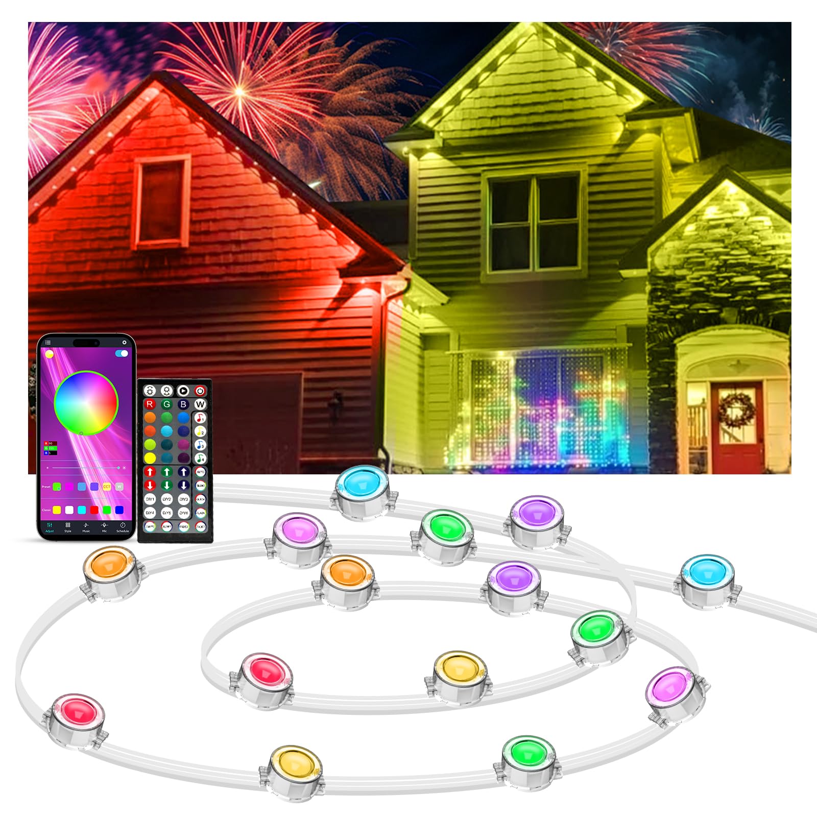 IVRICH Smart Permanent Outdoor Lights, 98FT RGB Eave Light with DIY ...