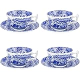 Amazon.com | Spode Baking Days Red Teacup and Saucer, Set of 4: Teacup ...