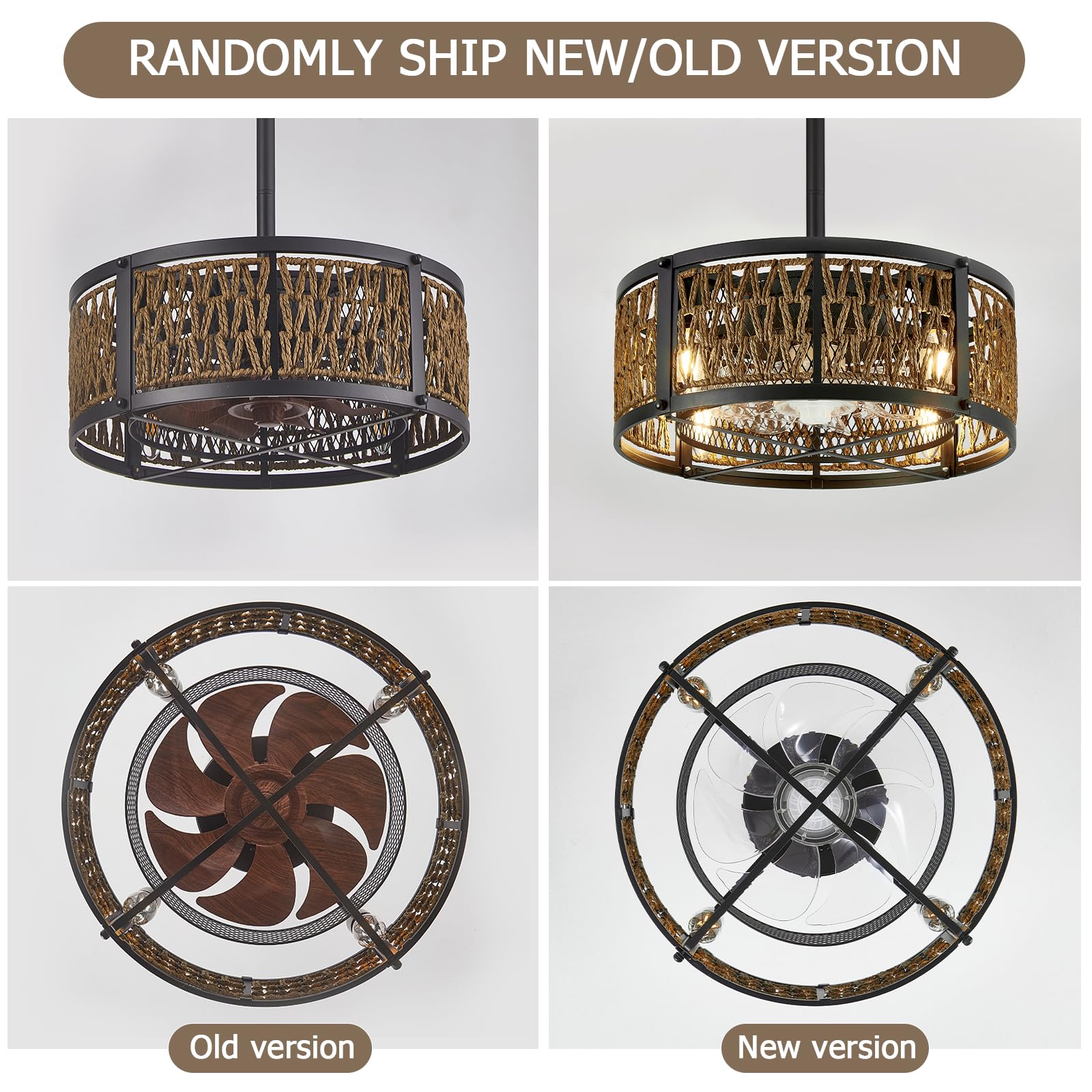 Mua DADUL 16 Inch Farmhouse Ceiling Fan with Light Remote, Rattan ...