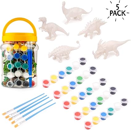 THE TWIDDLERS 5 Dinosaurs & Painting Kit with Brushes - DIY Dinosaur ...
