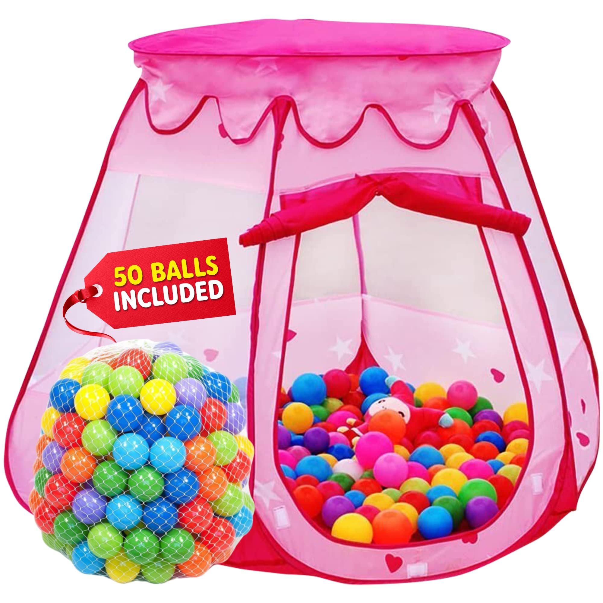 Mua Playz Ball Pit Princess Castle Play Tent for Girls w/ 50 Balls ...