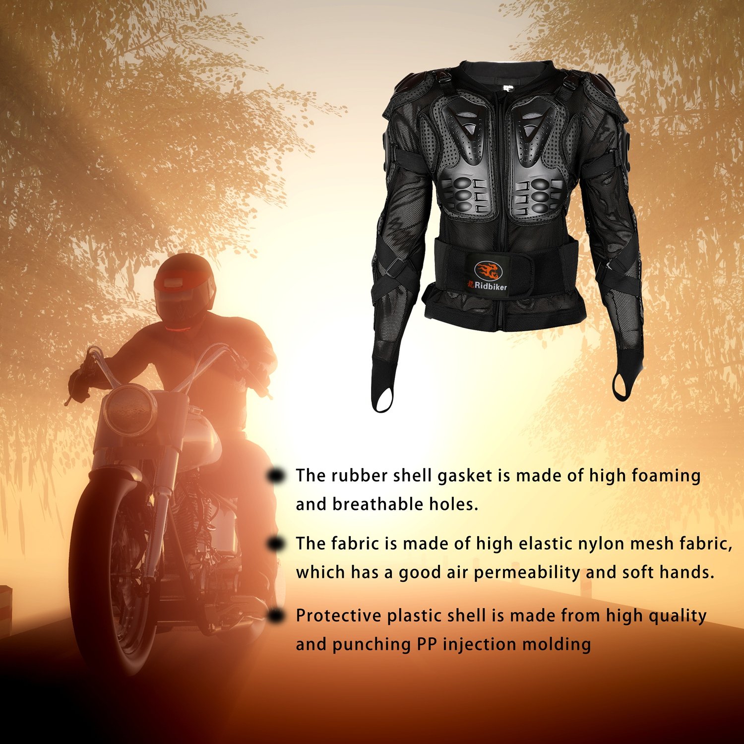 Ridbiker Motorcycle Full Body Armor Protector Removable Racing Jacket ...