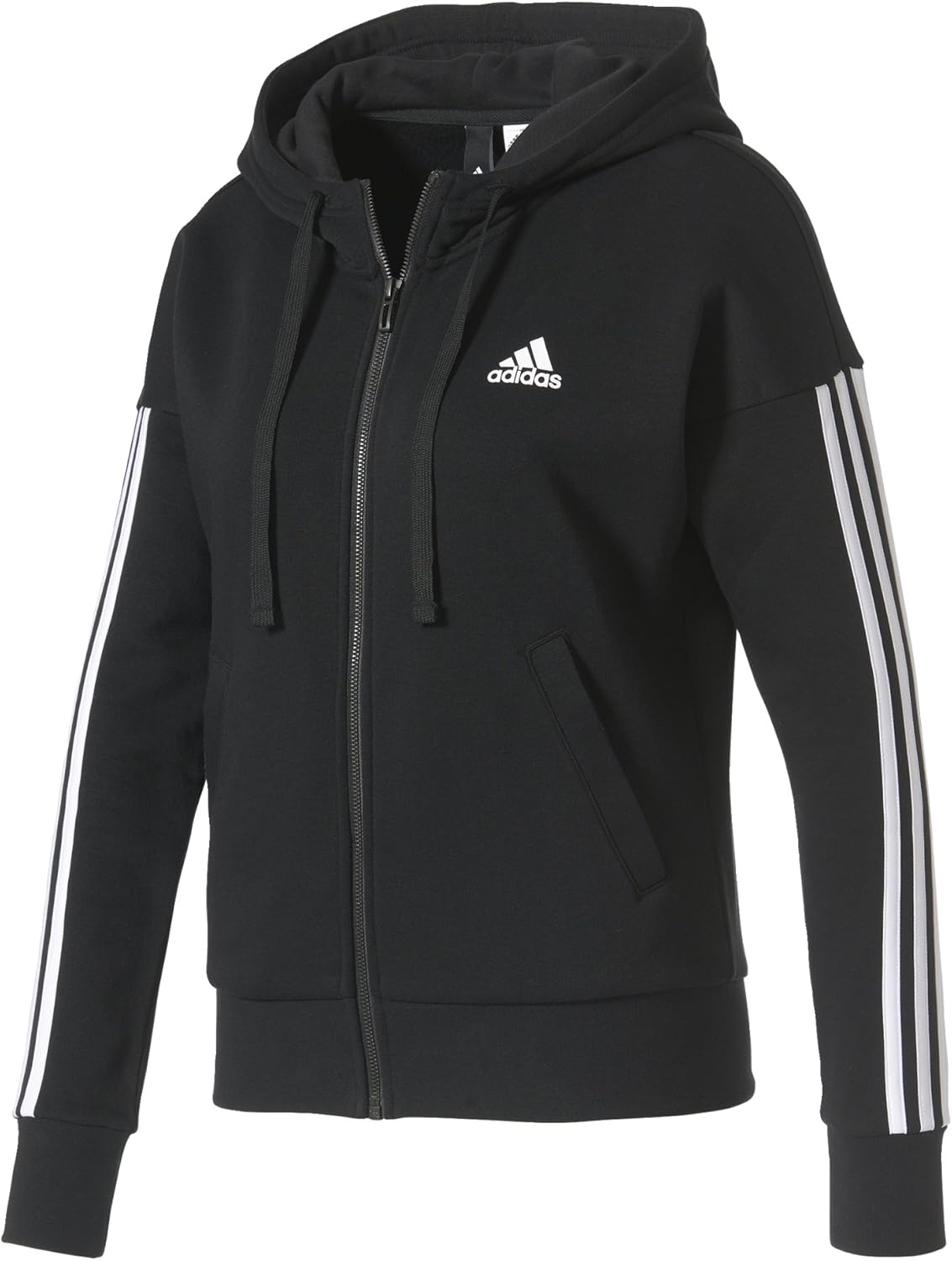 adidas Dames Essentials 3-strepen jas met capuchon met volledige rits ...