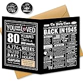 Amazon.com : BGTCARDS 80th Birthday Card, 80th Birthday Decorations for Women Men, 80th Birthday ...