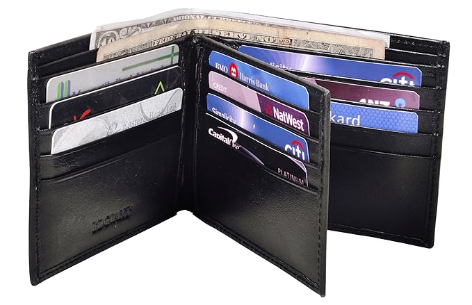 Buy Bdgiant Men's Genuine Leather Extra Capacity Center Flip ID Window ...