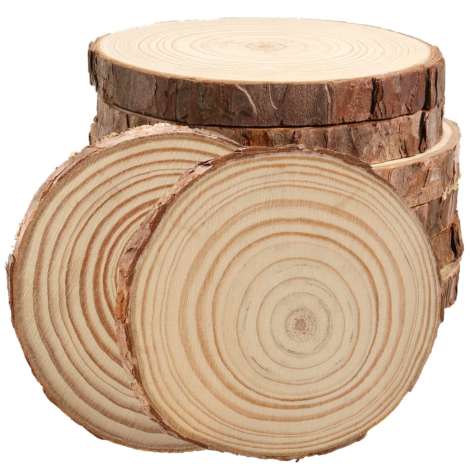 JOIKIT 8 PCS 6-7 Inches Natural Wood Slices, 3/4 Inch Thick Unfinished ...