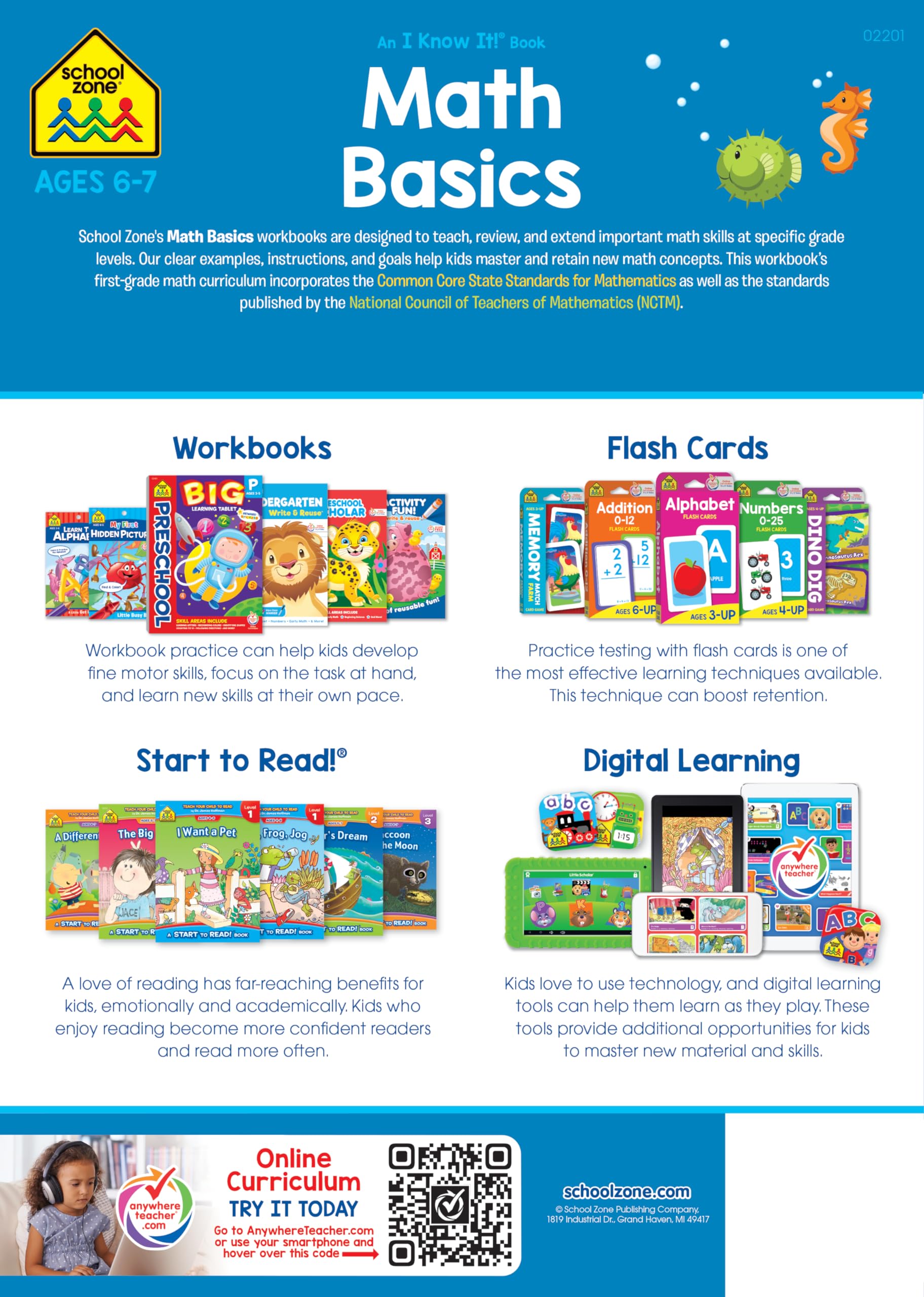 Mua School Zone - Math Basics 1 Workbook - 64 Pages, Ages 6 to 7, 1st ...
