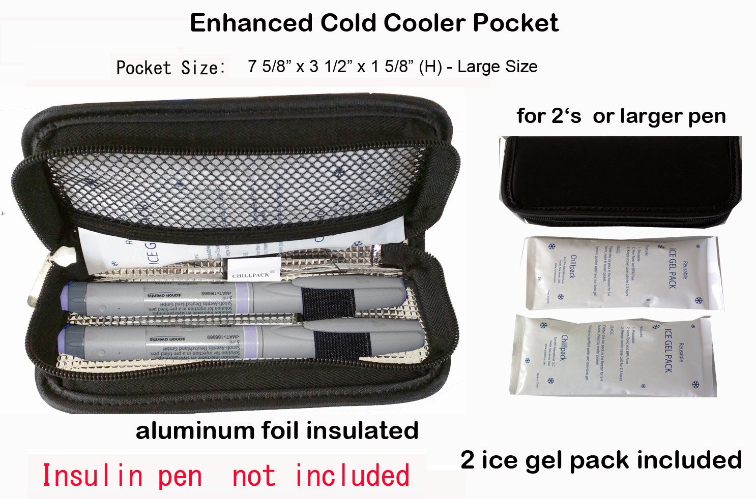 Купить Chill Pack Enhanced Cold Diabetic Insulin Cooler Pocket 2 Ice ...