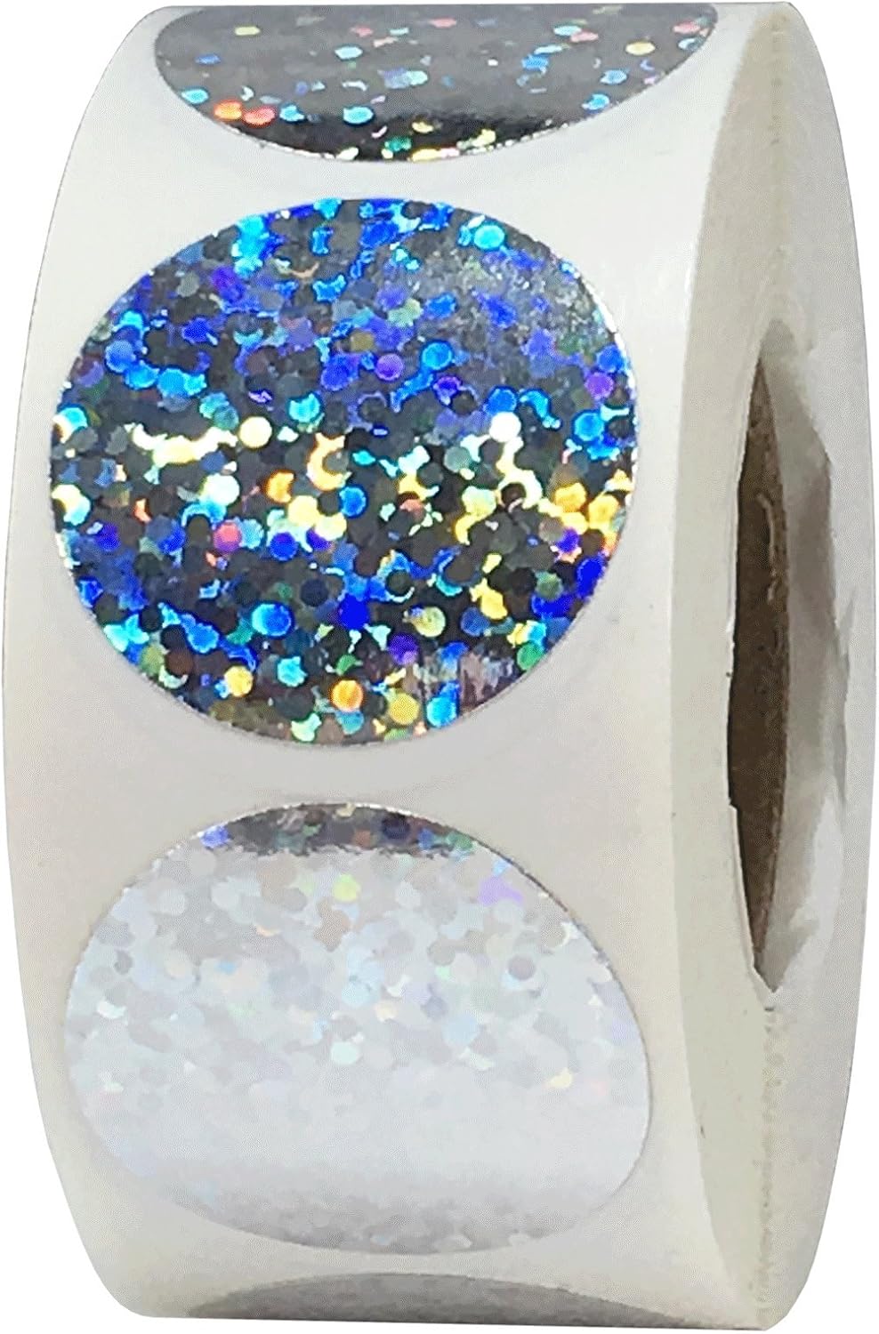 Silver Sparkle Circle Stickers, 25 mm 1 Inch Shiny Holographic Dot ...