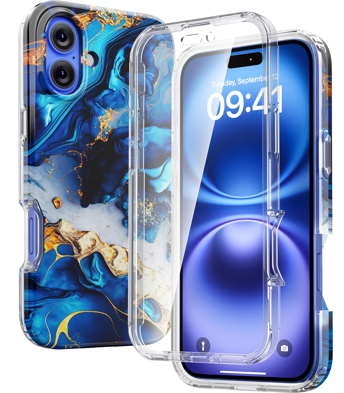 Diaclara Designed for iPhone 16 Case, Full Body Rugged Case with Built-in Touch Sensitive Anti ...