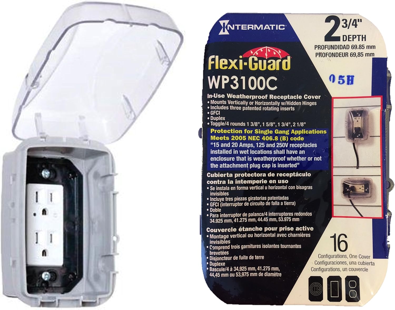 Intermatic Flexi-Guard WP3100C In-Use Weatherproof Exterior Receptacle ...