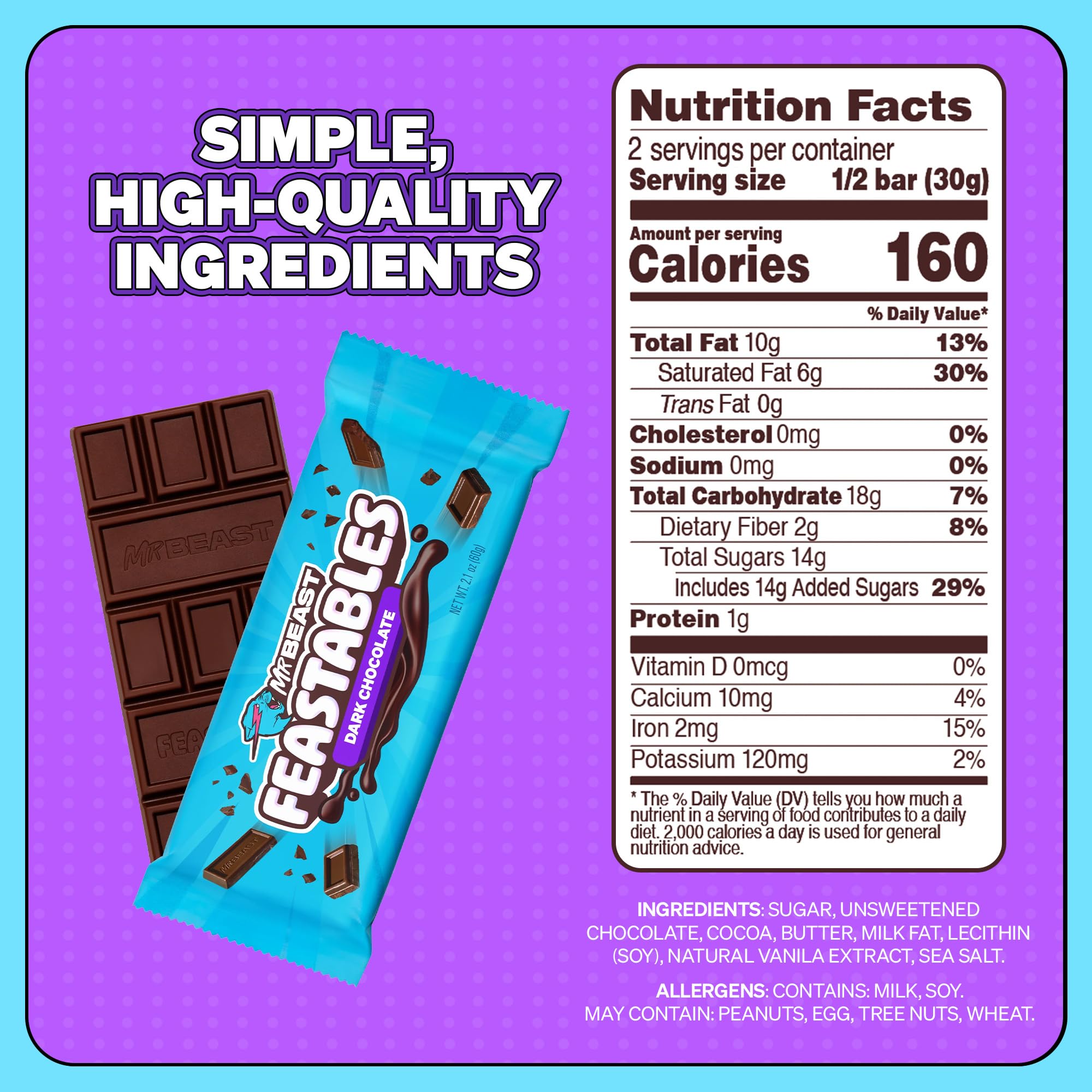 Mua Feastables Original Dark Chocolate KING Size Chocolate Bar, 2.1oz ...