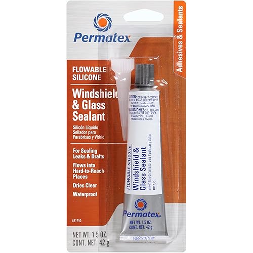 Permatex 81730-12PK Flowable Silicone Windshield and Glass Sealer, 1.5 ...