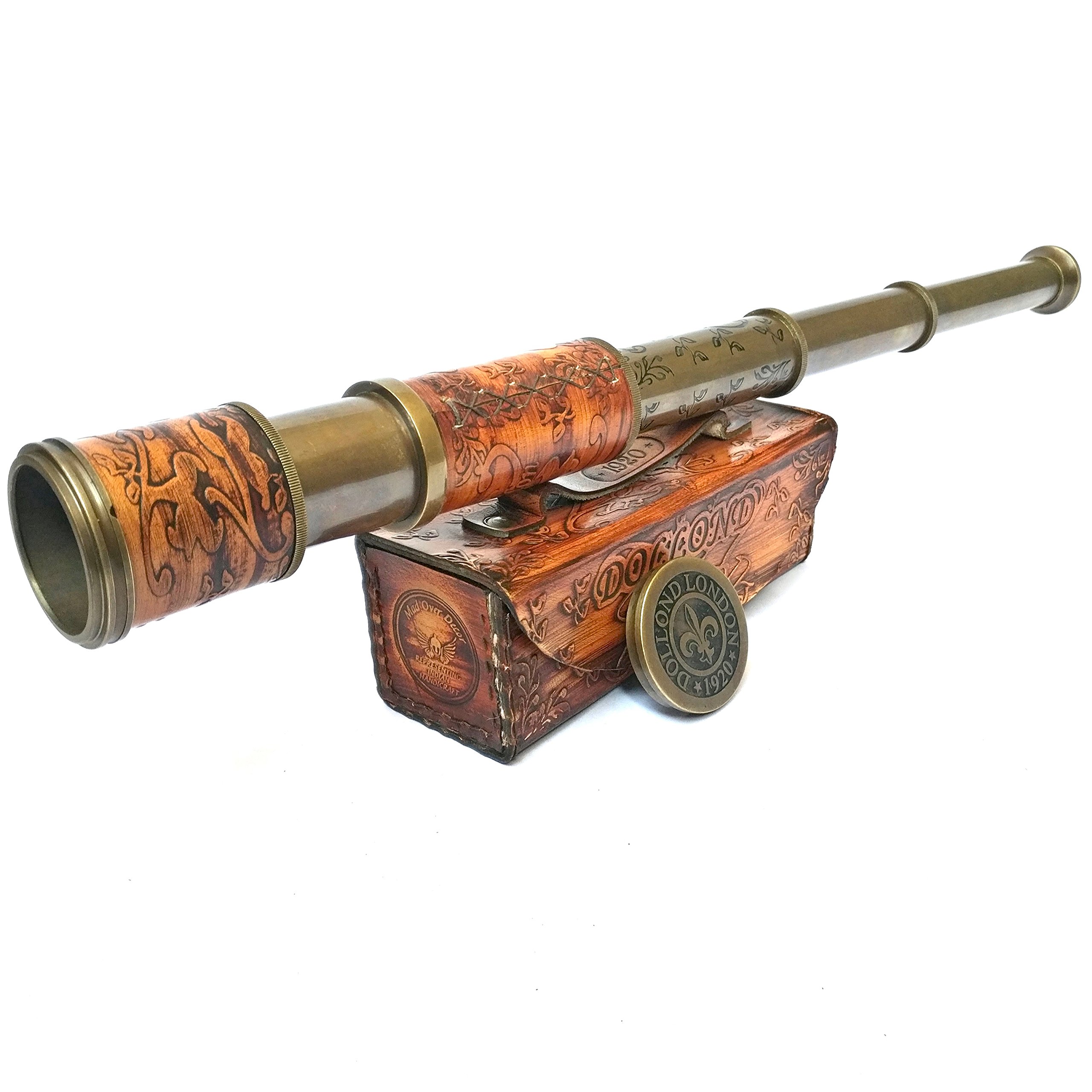 Nautical Handheld Pirate Brass Telescope with Box/Case,Sailor Home ...
