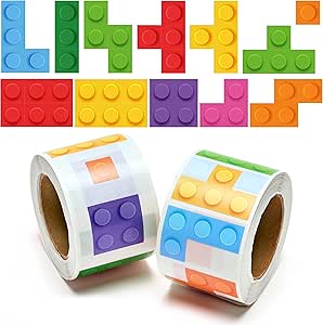 Amazon.com: Unbess 1000Pcs Building Block Stickers for Kids, 2 Roll ...