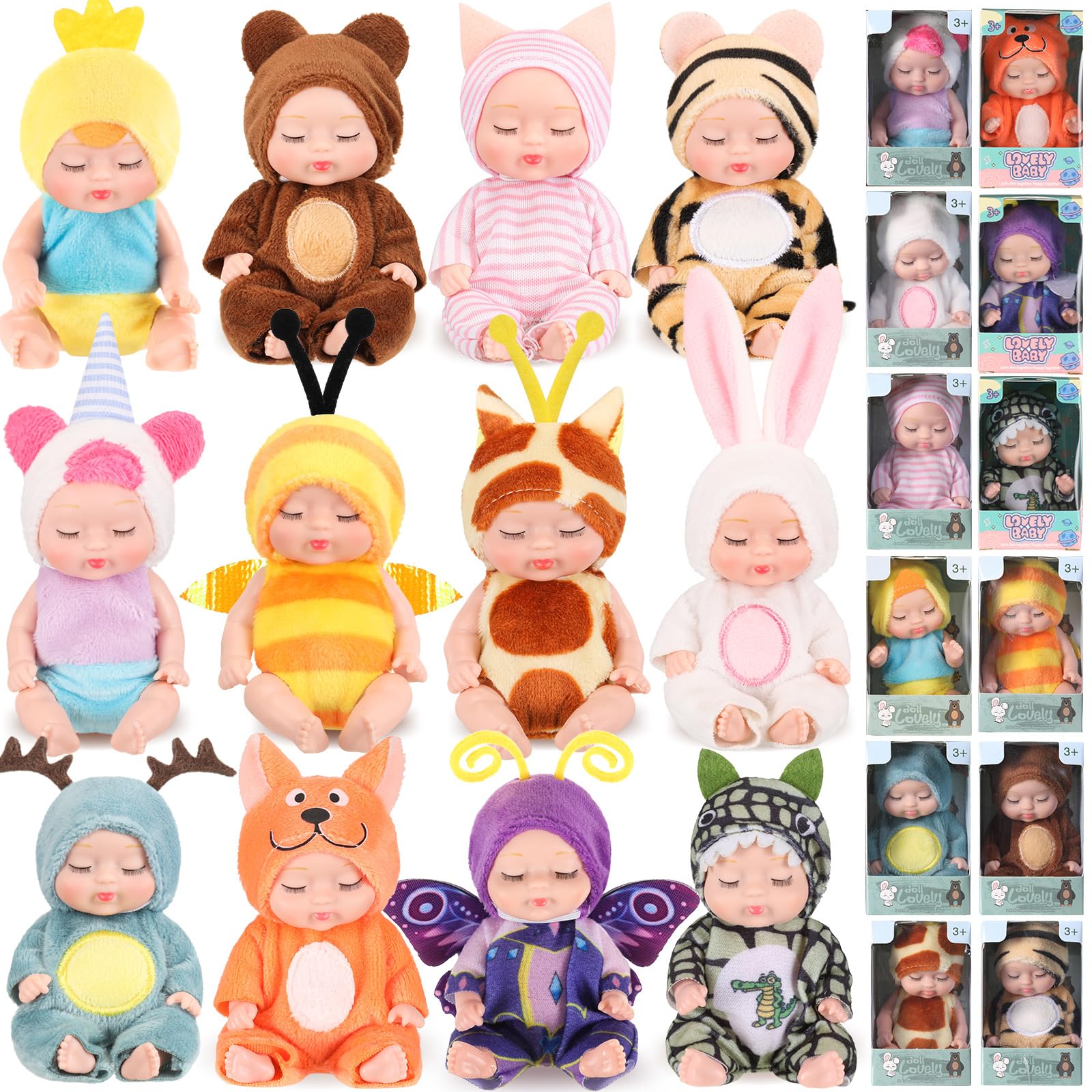Hanaive 12 Pcs 4 Inch Mini Reborn Baby Doll Cute Easter Doll Gifts ...