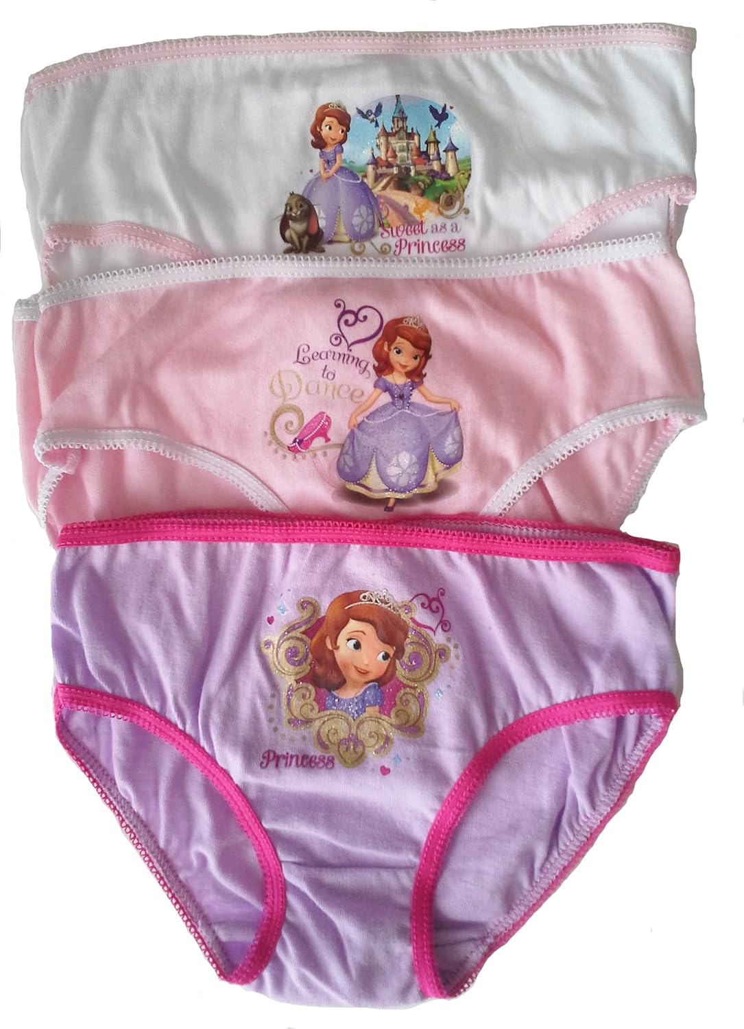 Sofia The First Girls Disney Princess Pants Briefs Set - Pack of 3 (2-3 ...