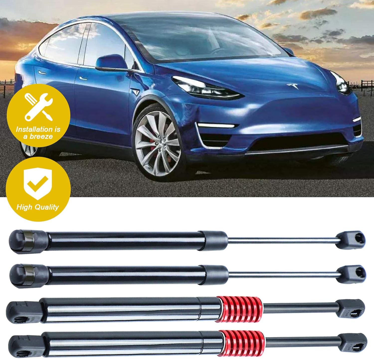 Amazon.com: 2 Pcs Front Hood Bonnet + 2 Pcs Rear Trunk Lift Supports ...