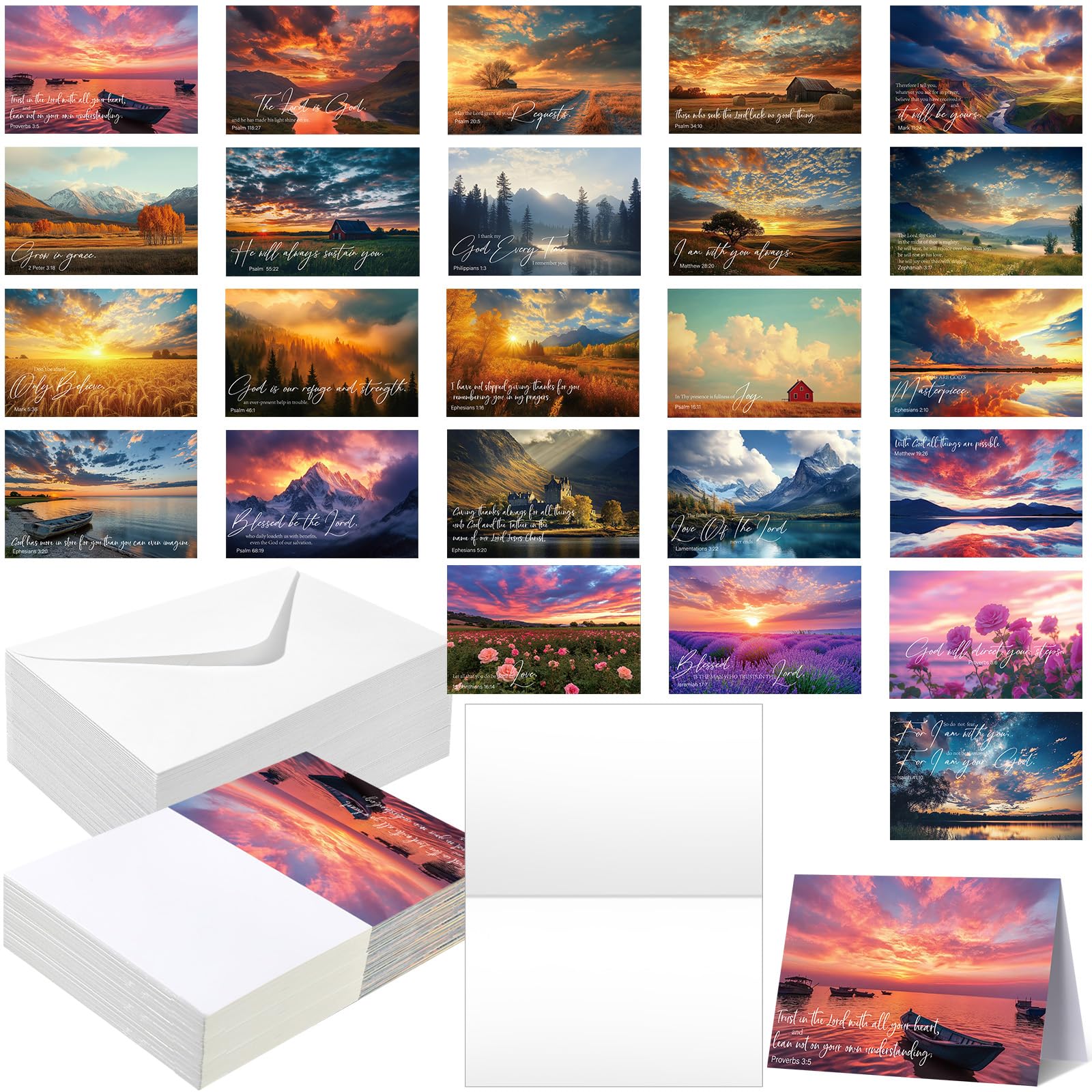 Moinchore 48 Sets Religious Thinking of You Cards Bulk with Envelopes ...