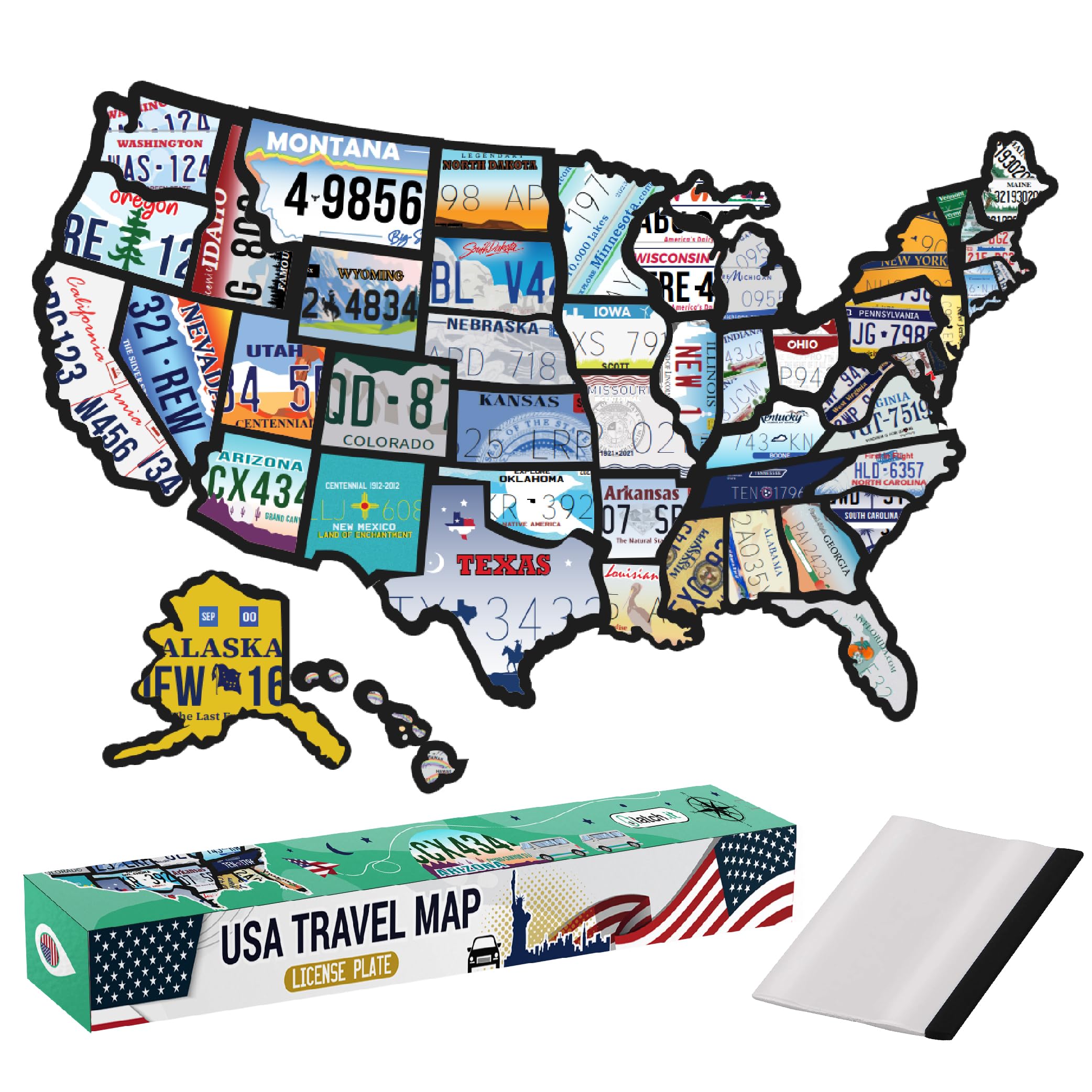 LATCH.IT License Plate RV Map of States Visited | 21” x 15” USA Travel ...