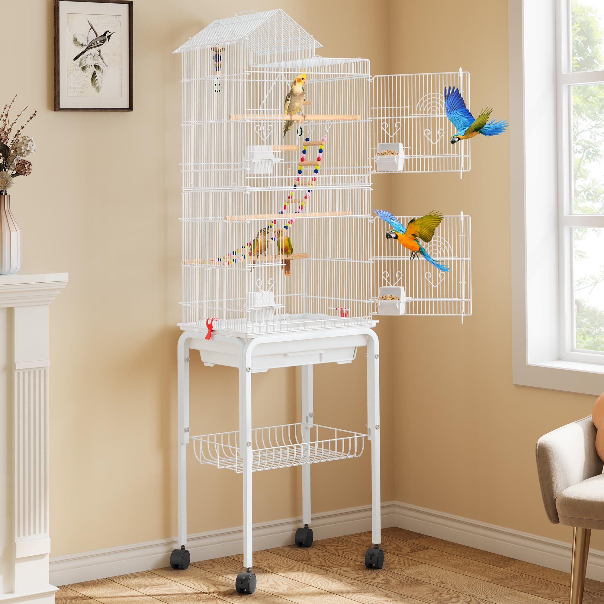 YITAHOME 62 inch Metal Bird Cage, Large Parakeet Cages for Parrot ...
