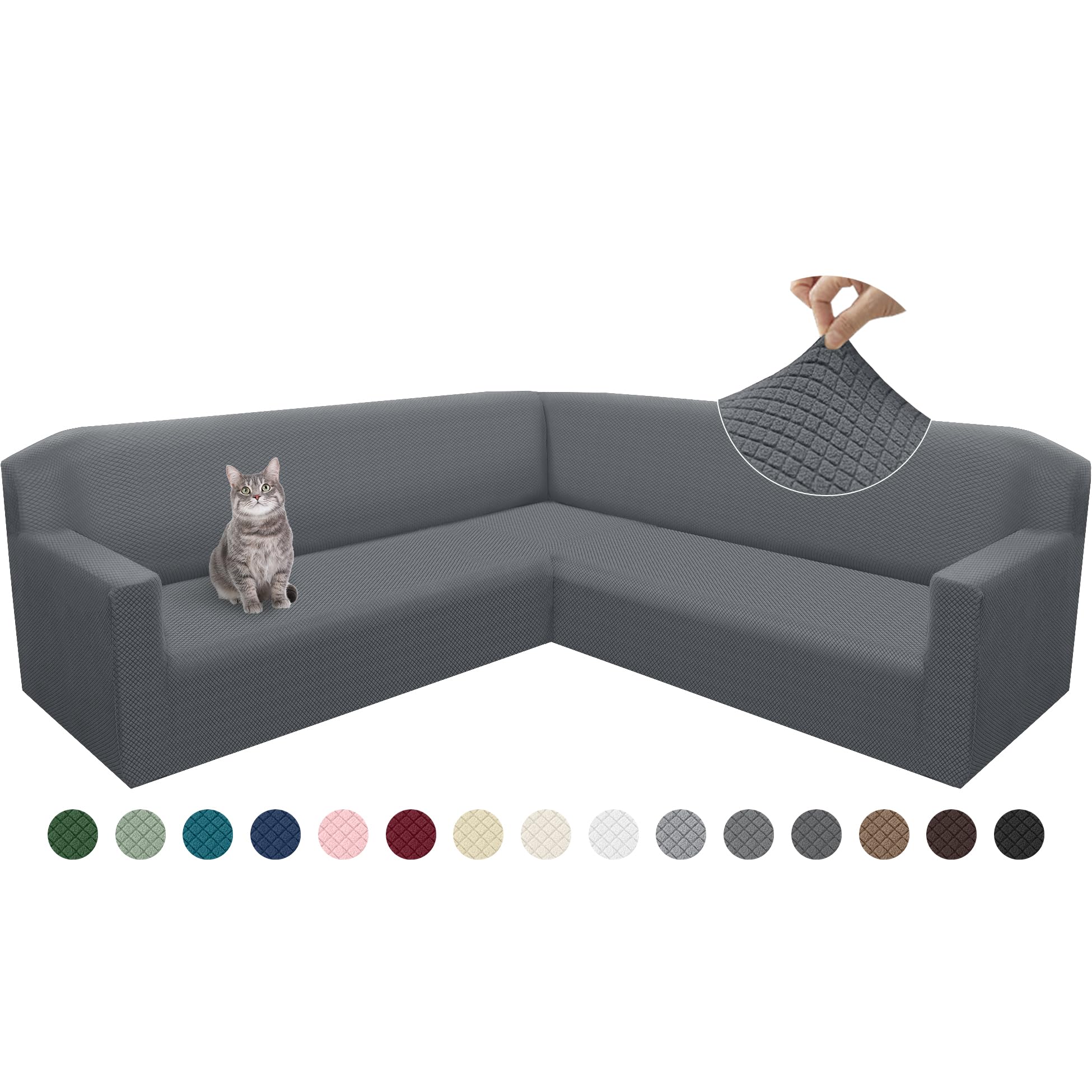 Arfntevss Corner Sectional Couch Covers Grey L Shape Sofa Cover Extra ...