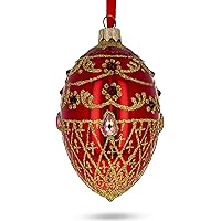 Amazon.com: Ruby Jewels on Glossy Red Glass Egg Ornament 4 Inches ...