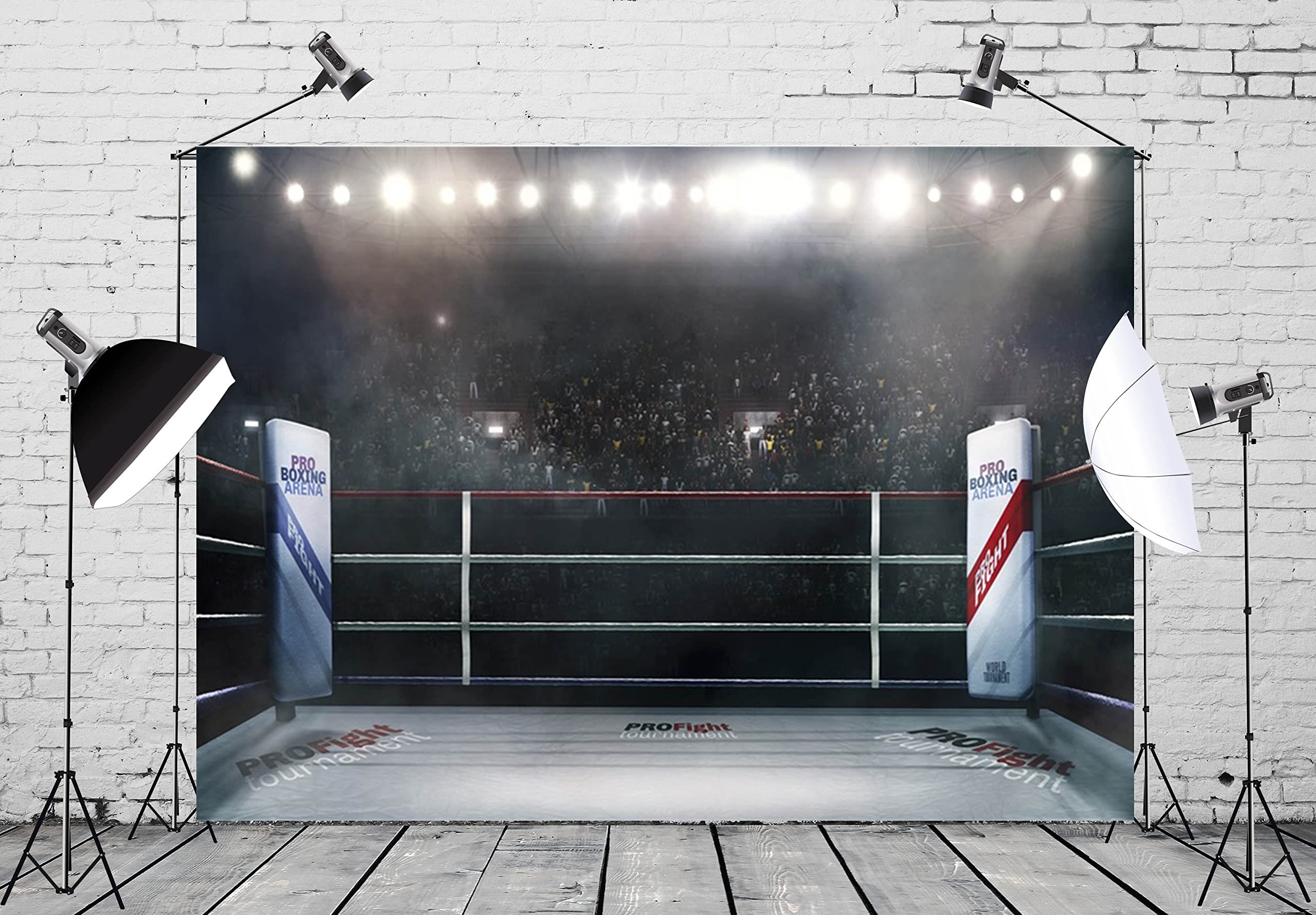 BELECO 15x10ft Fabric Boxing Ring Backdrop Blurred Spectator And ...