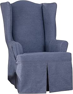 Amazon.com: SURE FIT Authentic Denim Wing Chair Slipcover - Indigo ...