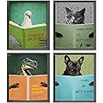 Amazon.com: ASTRDECOR Funny Animals Reading Books Wall Art - Humor ...