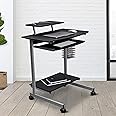 Amazon.com: Techni Mobili Compact Computer Cart With Storage, Graphite ...