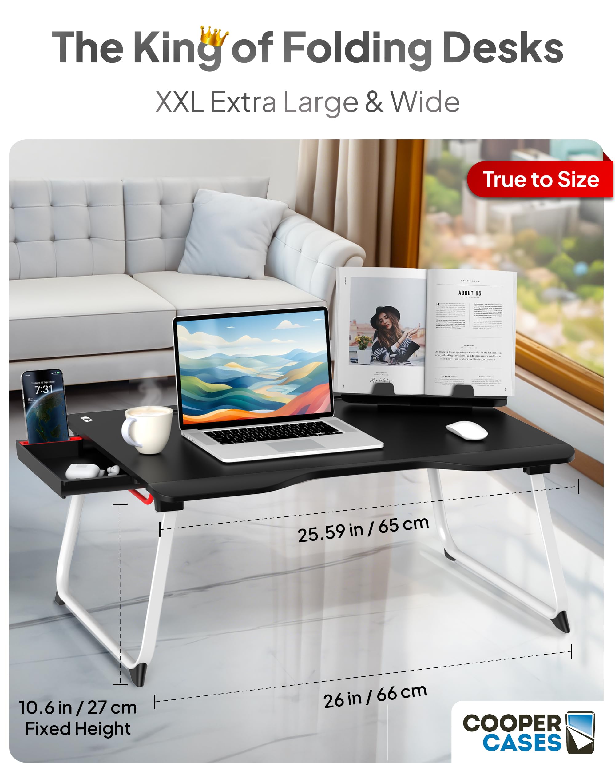 Mua Cooper Mega Table Plus Premium XXL Extra Large Laptop Desk for Bed ...