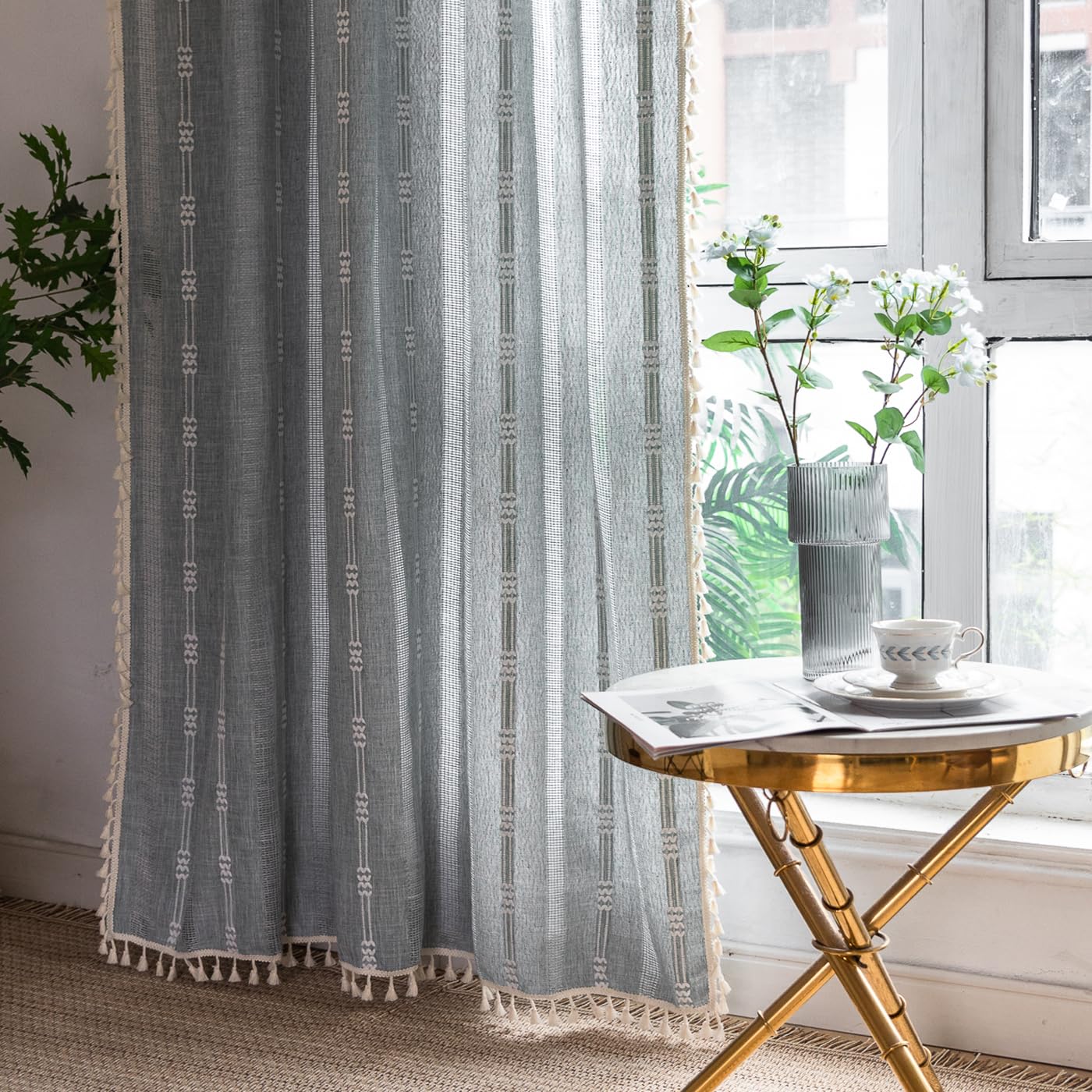 Linen Farmhouse Boho Curtains 63" 84" 96" Inches Length 2 Panels Set ...