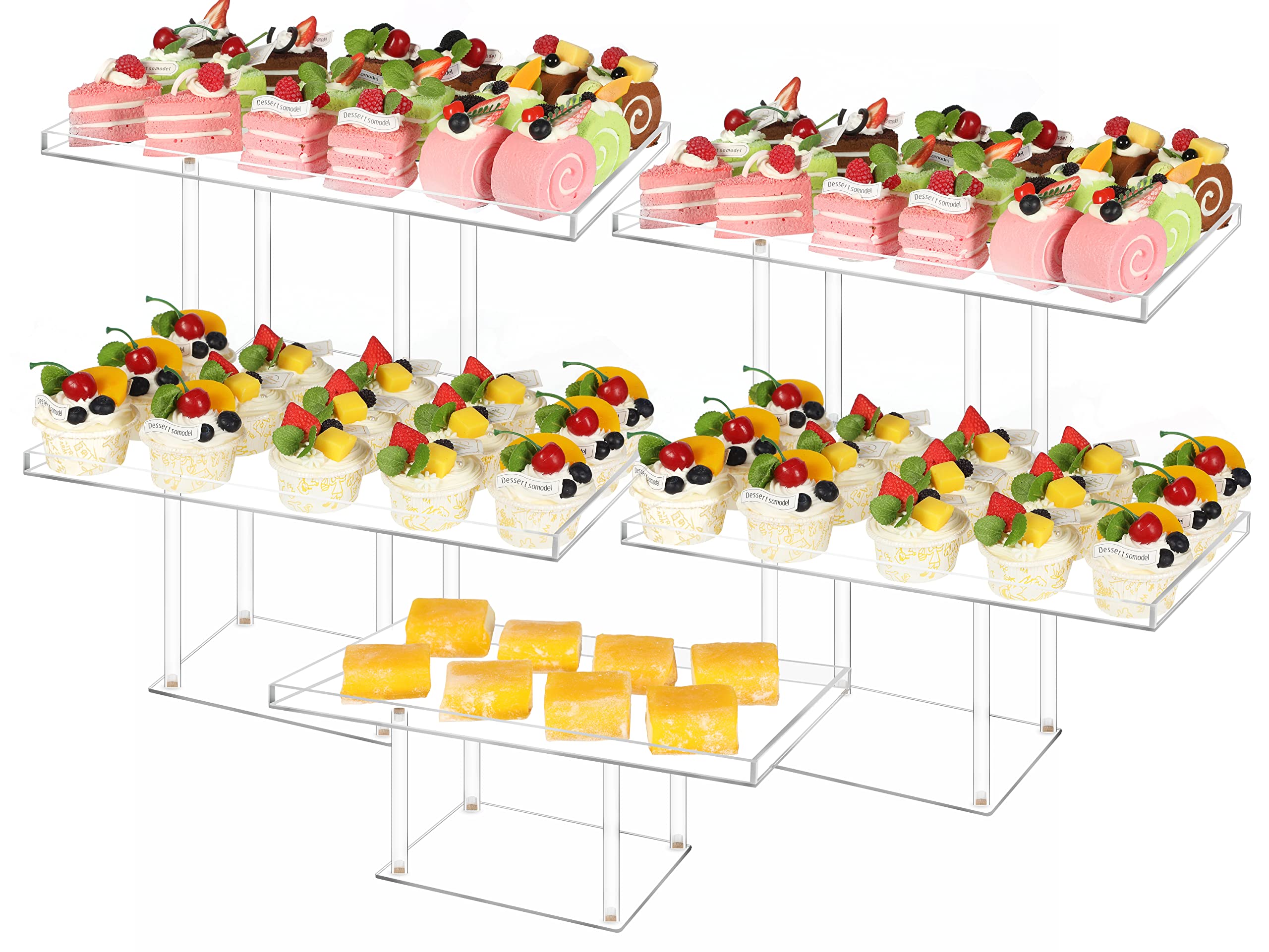HeiMma 5 Pack Dessert Table Display Set, Clear Acrylic Dessert Display ...