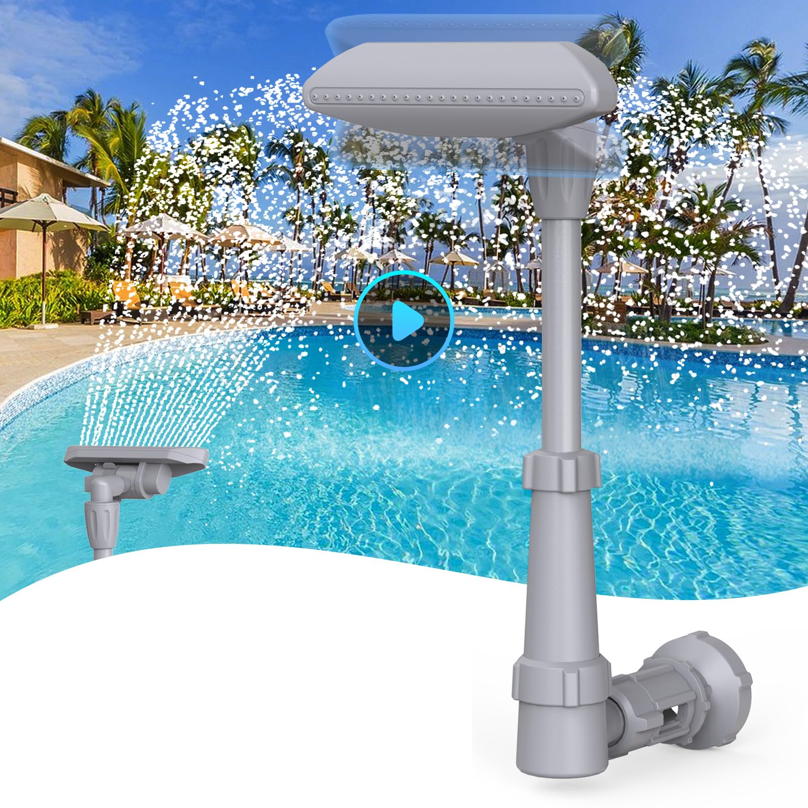 Pool Fountain Waterfall for Above Ground/Inground Pools, Auto-Swing ...