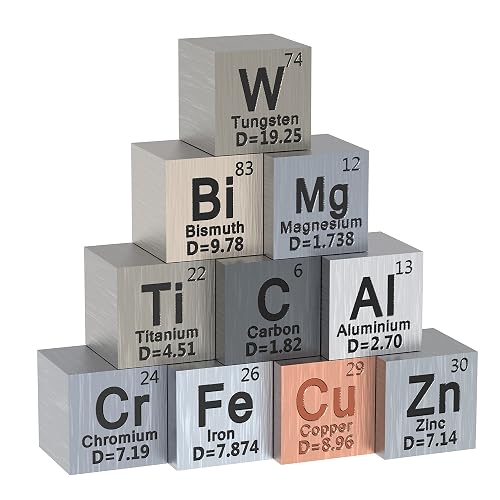 10 Piece Metal Element Cubes - Density Cube Set for a Periodic Table of ...