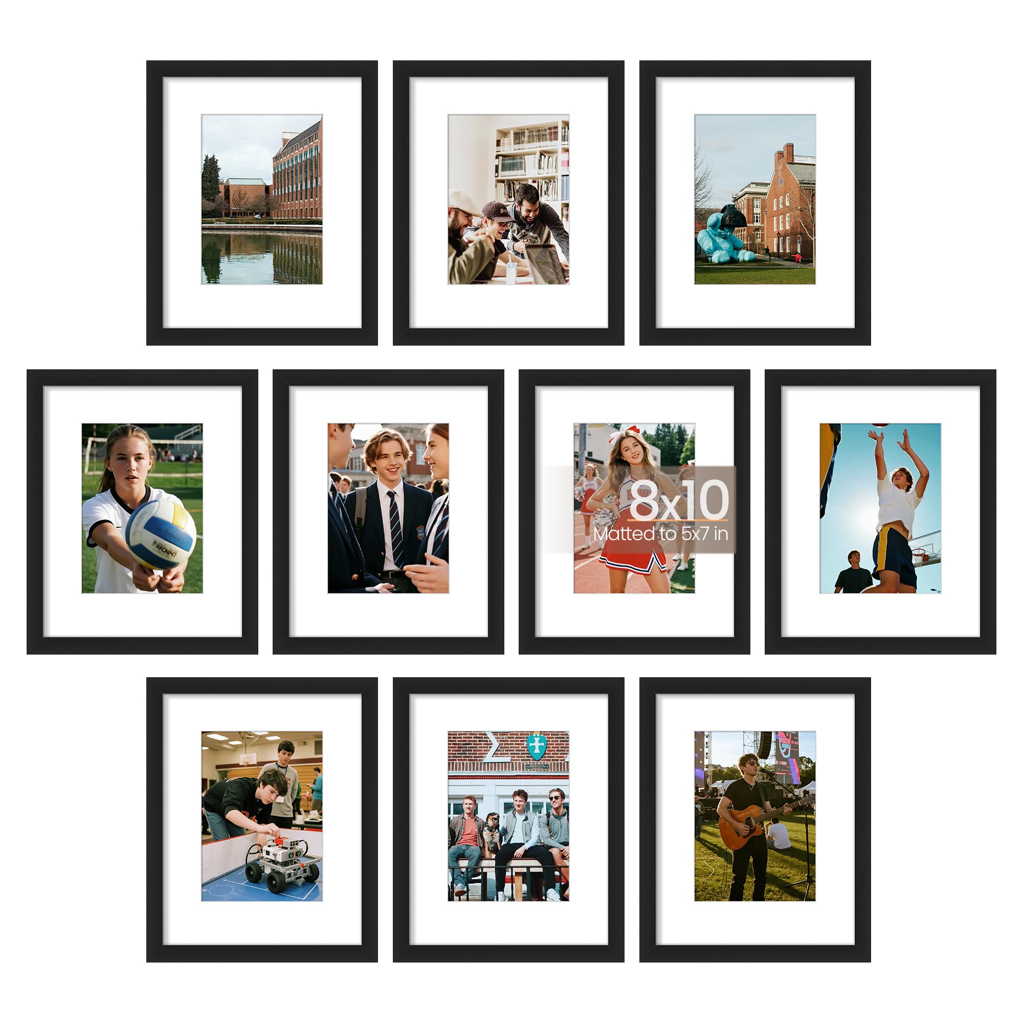 upsimples 8x10 Picture Frame Set of 10, Display Pictures 5x7 with Mat ...