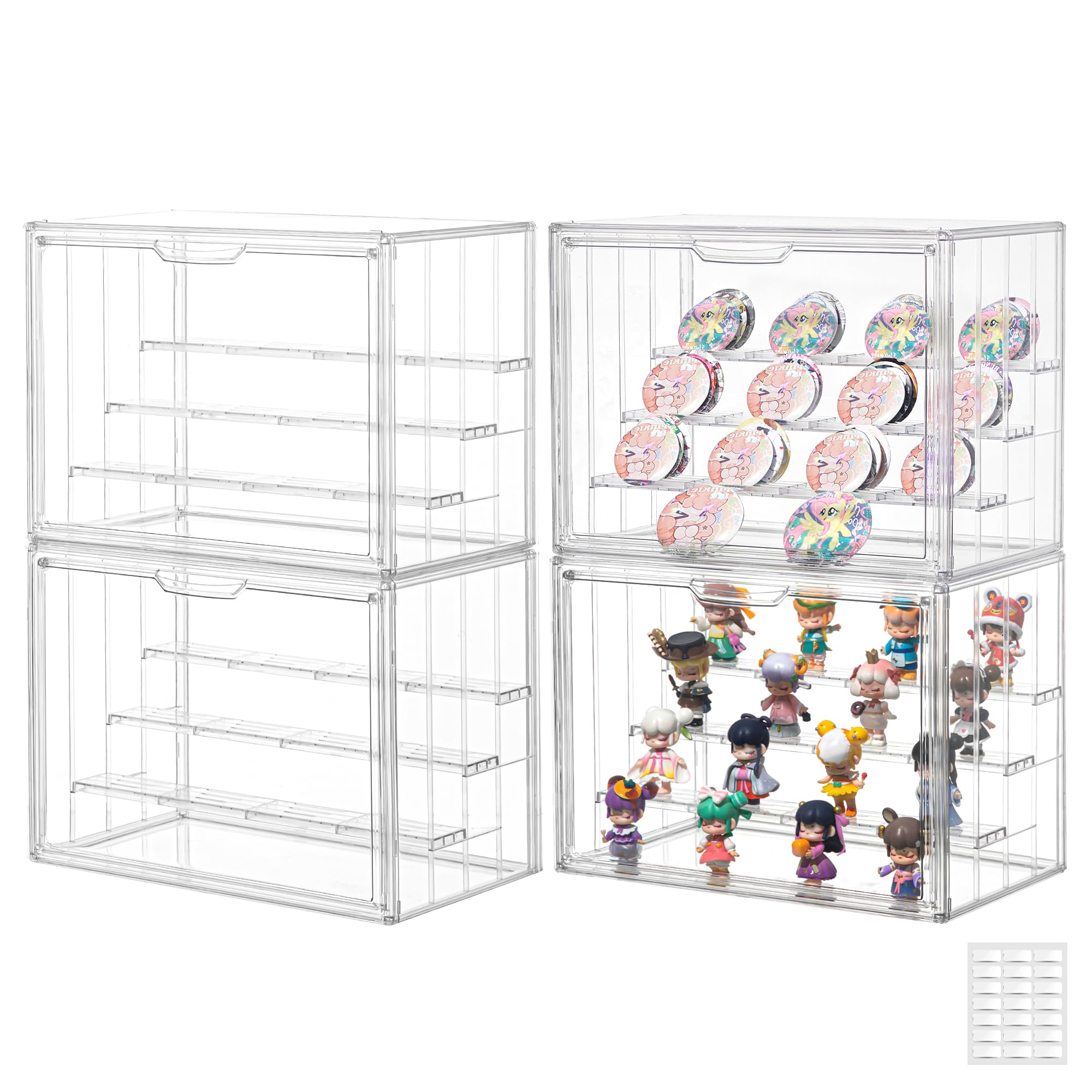 Clear Acrylic Display Case Upgrade 4 Tier Figure Display Case with 3 ...