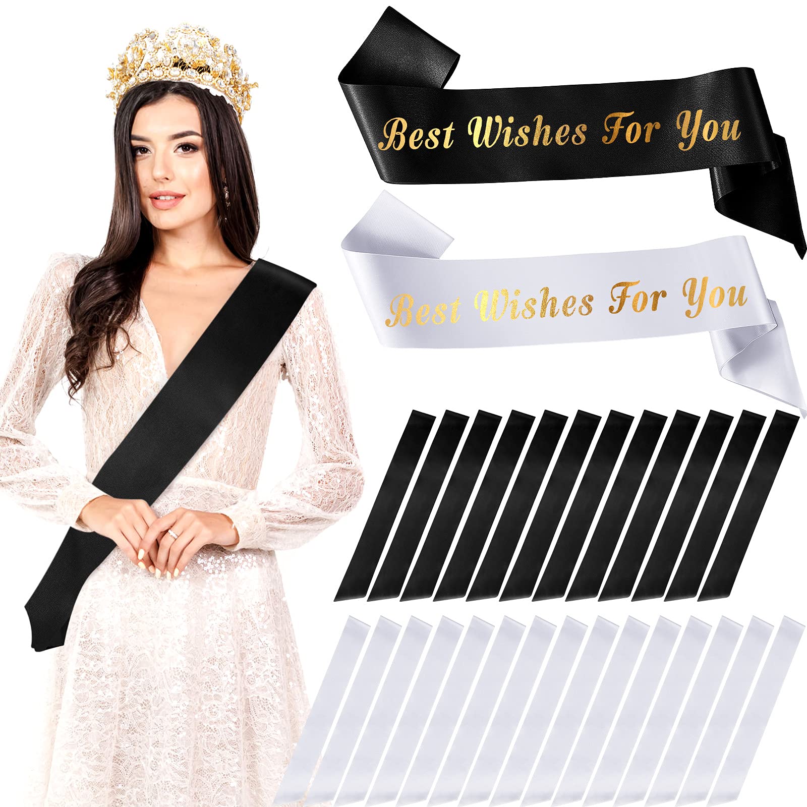 Mua 24 Pieces Satin Sash Blank Sashes Pageant Sash Blank Sashes Plain ...