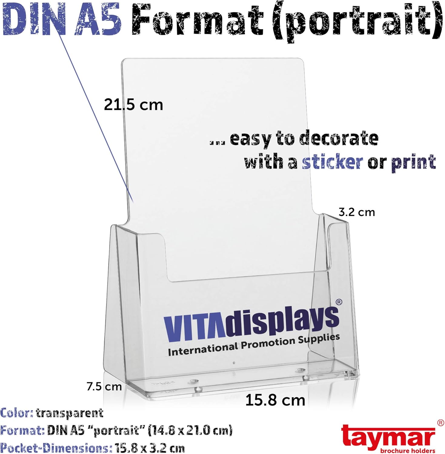 taymar A5 Table Leaflet Holders Clear (Pack of 80) - BigaMart